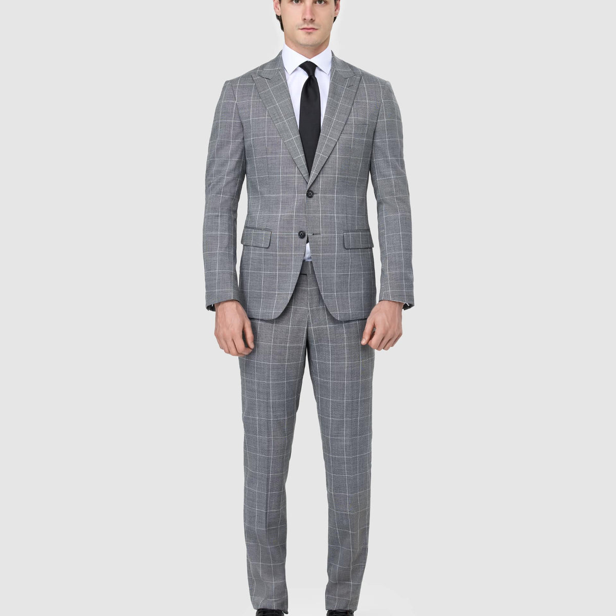 Windowpane Check Suit - Men's Suits at Menzclub