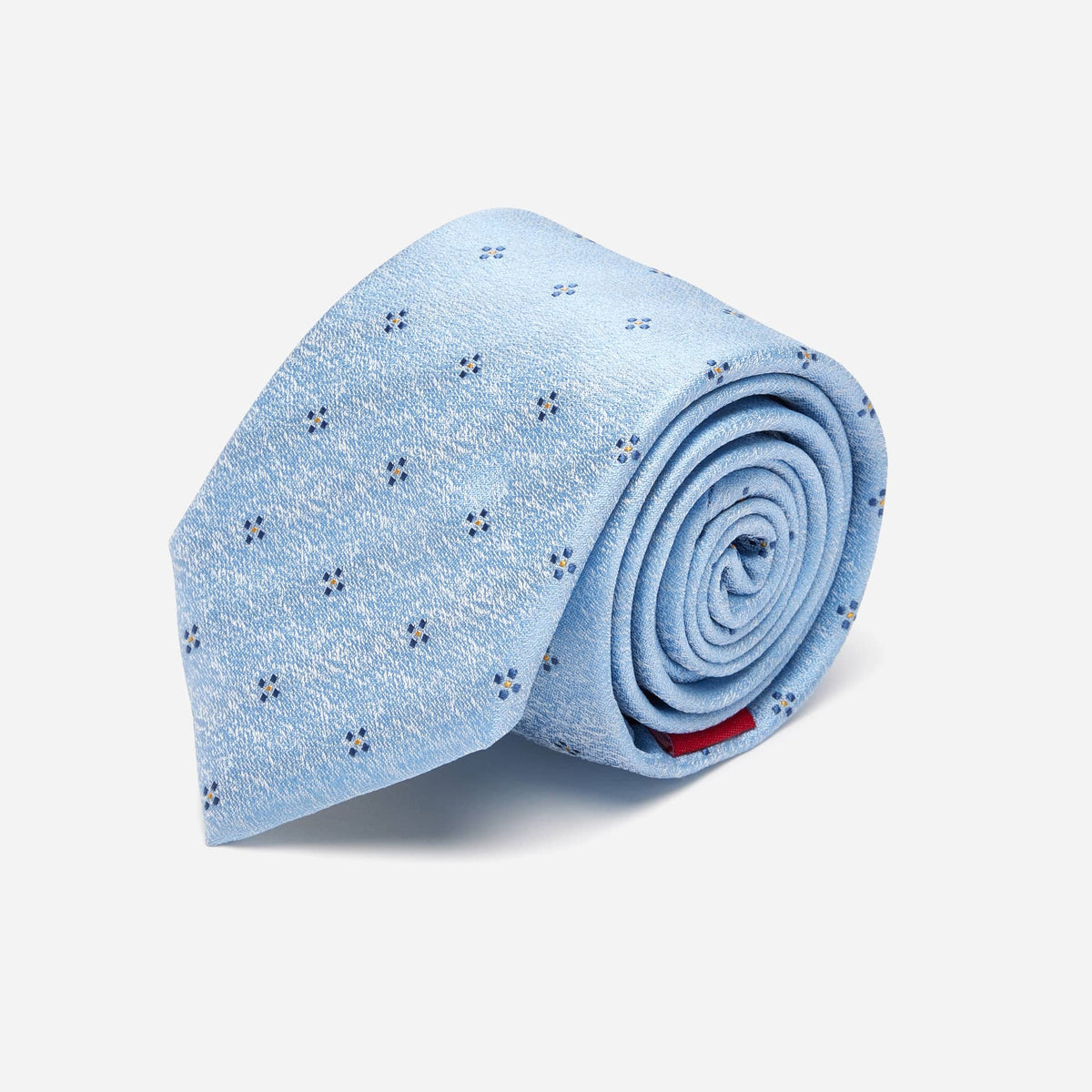 Light Blue with Blue Geometric Silk Tie - Men's Ties at Menzclub