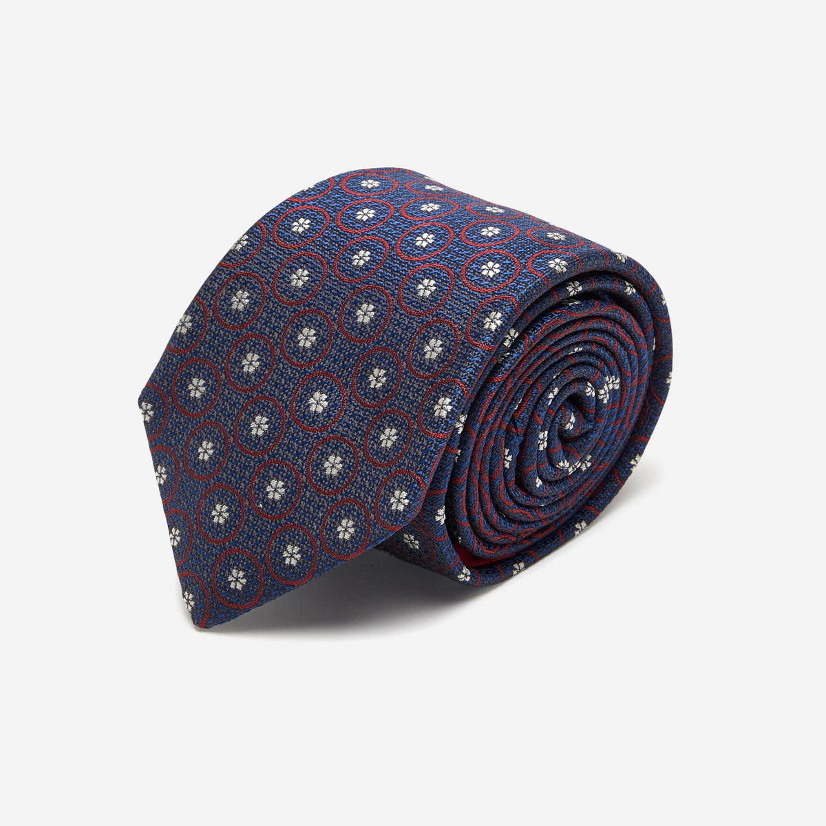 Navy Circular Motif Silk Tie - Men's Ties at Menzclub