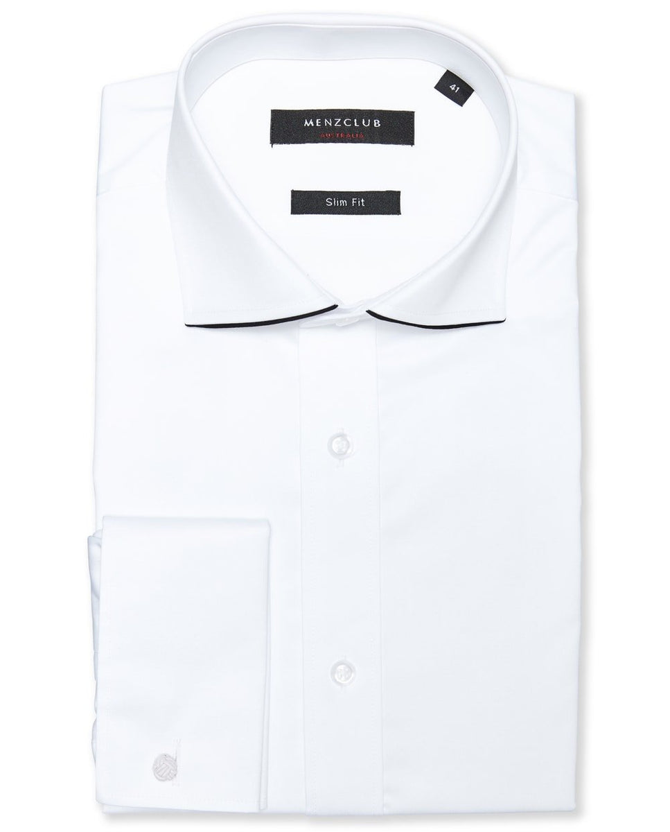 White Shirt with Collar Trim - Men's Shirts at Menzclub